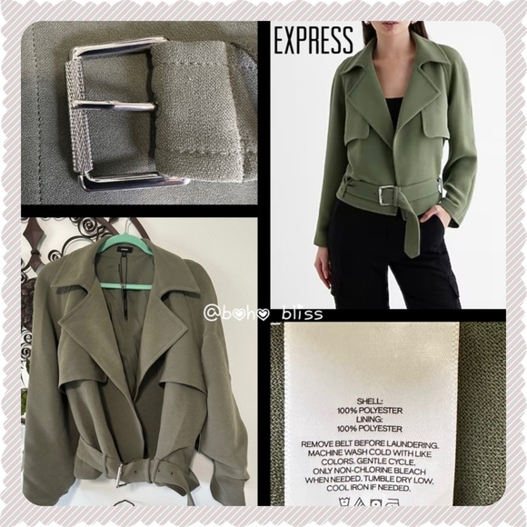 Express | Jackets & Coats | Express Belted Cropped Trench Coat Moto ...